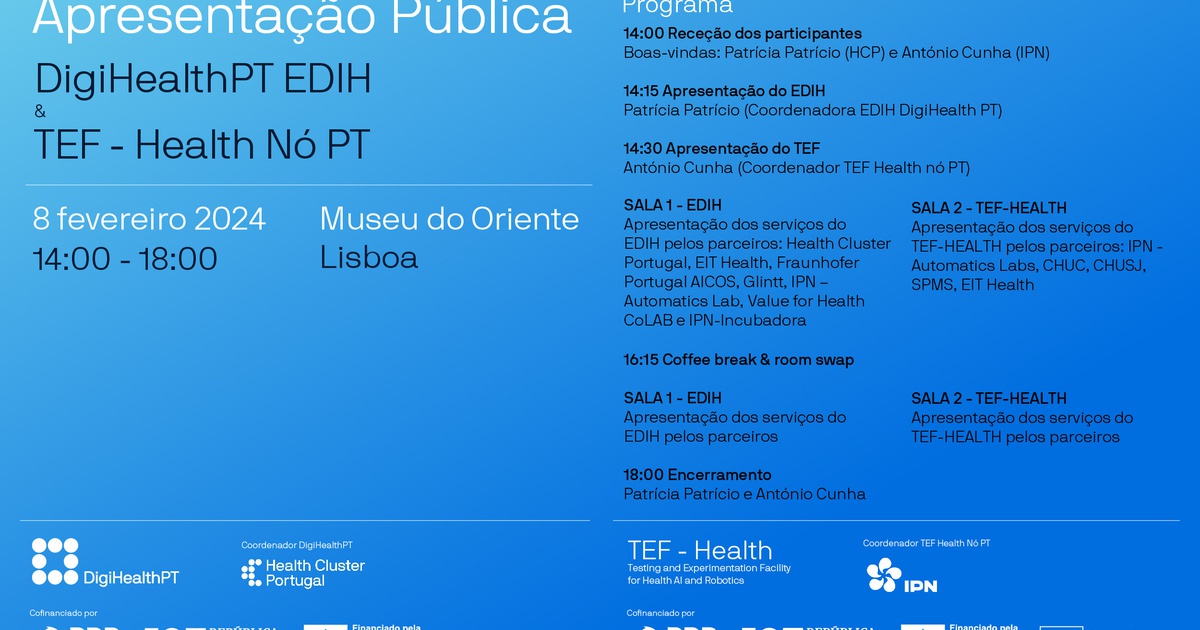 Apresentação Pública dos Projetos DigiHealthPT e TEF-Health Nó Português